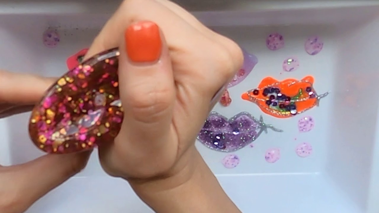 Satisfying slime made from glue lips, sparkling dust and pops - YouTube