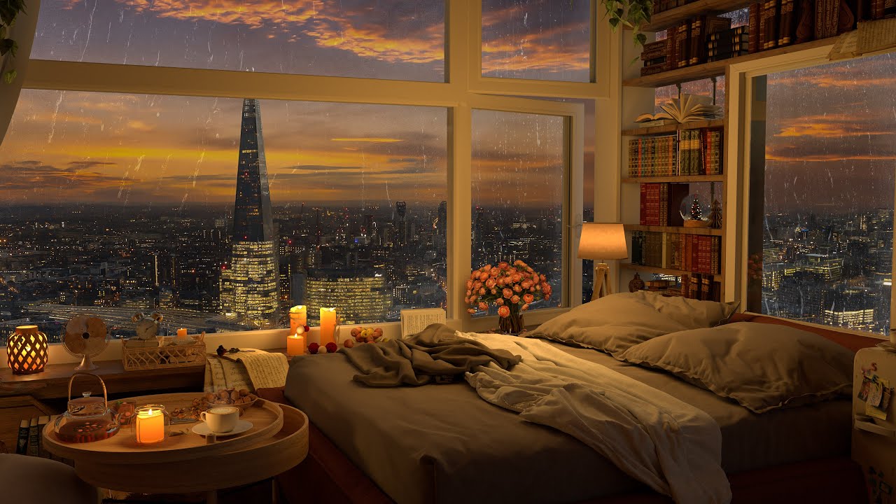 Warm And Cozy Autumn London Ambience At Night | Jazz Music for Relax ...