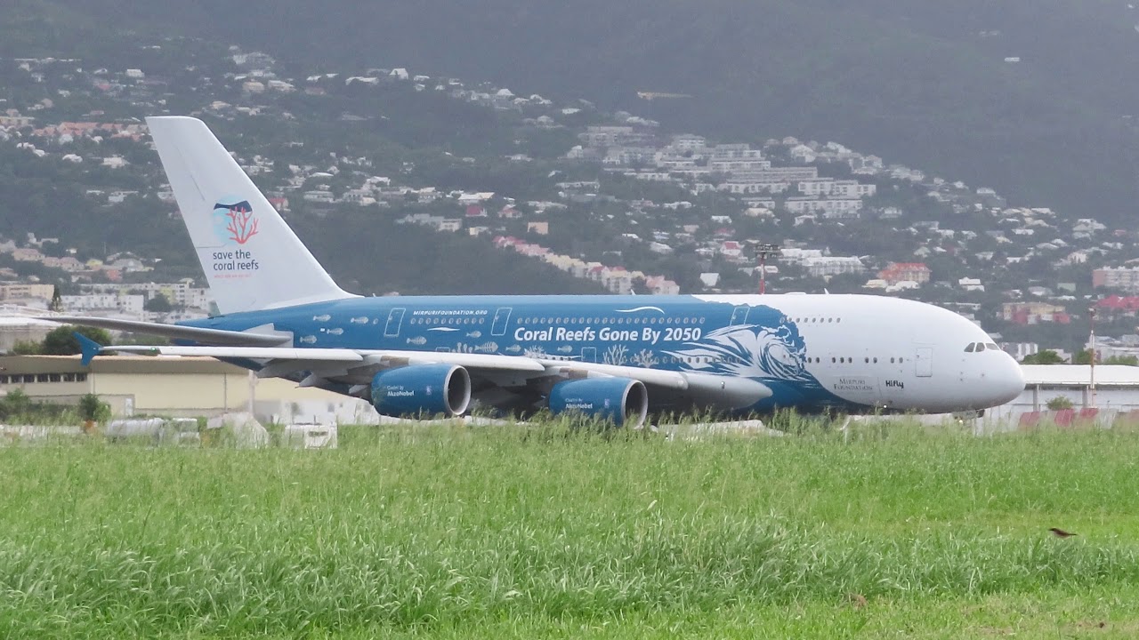 HiFly Malta Airbus A380-800 9H-MIP takeoff from RUN - YouTube