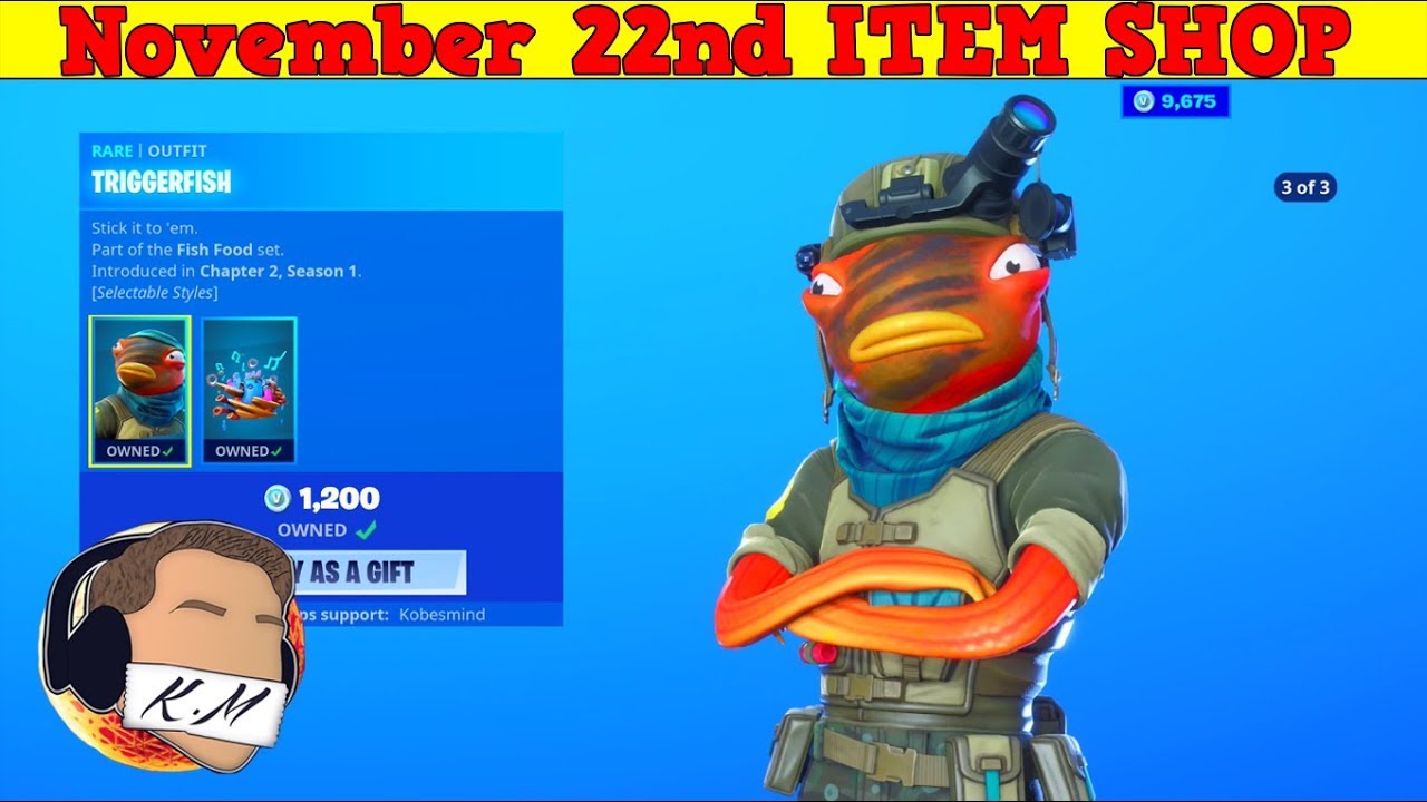 Fortnite Item Shop (November 22nd) | *NEW* TRIGGERFISH SKIN! - YouTube