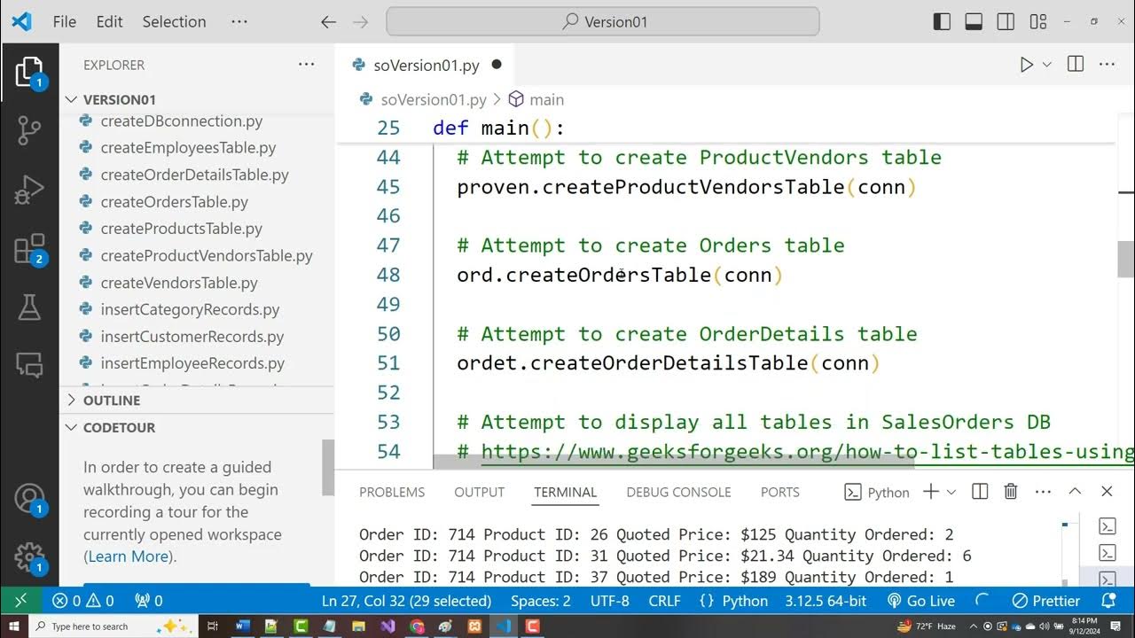 ThirtyFirst Video in the Jeff Teaches (Python) Programming Series - SalesOrders DB - Version1 ...