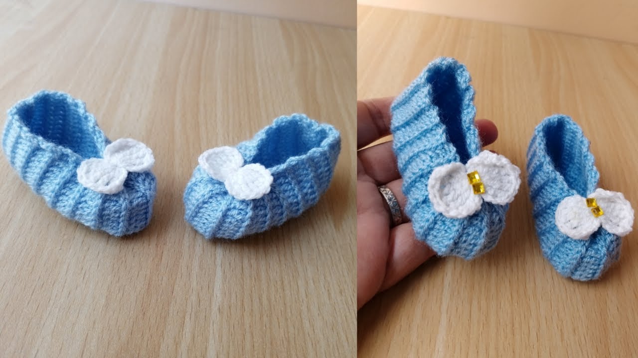 crochet baby Shoe/booties | tutorial | easy | handmade - YouTube