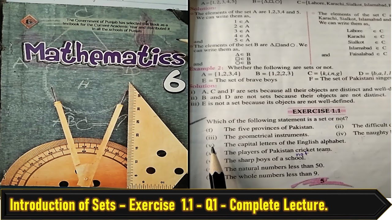 Class 6 Math Chapter 1 Introduction Of Set Exercise 1.1 - Punjab Text ...