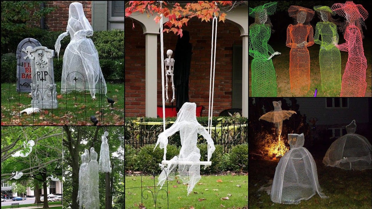 One Day Make Best Halloween Chiken Wire Ghost | DIY Outdoor Halloween ...