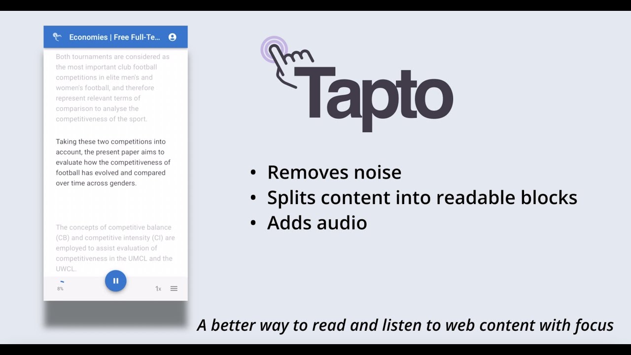 Tapto's unique reading and listening experience helps you focus - YouTube