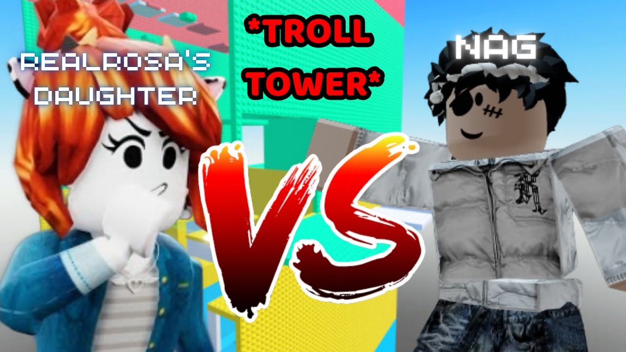 RACING RealRosa's Daughter in Roblox TROLL TOWER! - YouTube
