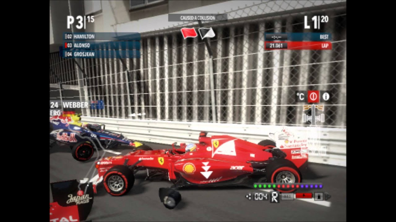 Formula 1 2012 (game) crash and red flag at monaco grand prix - YouTube