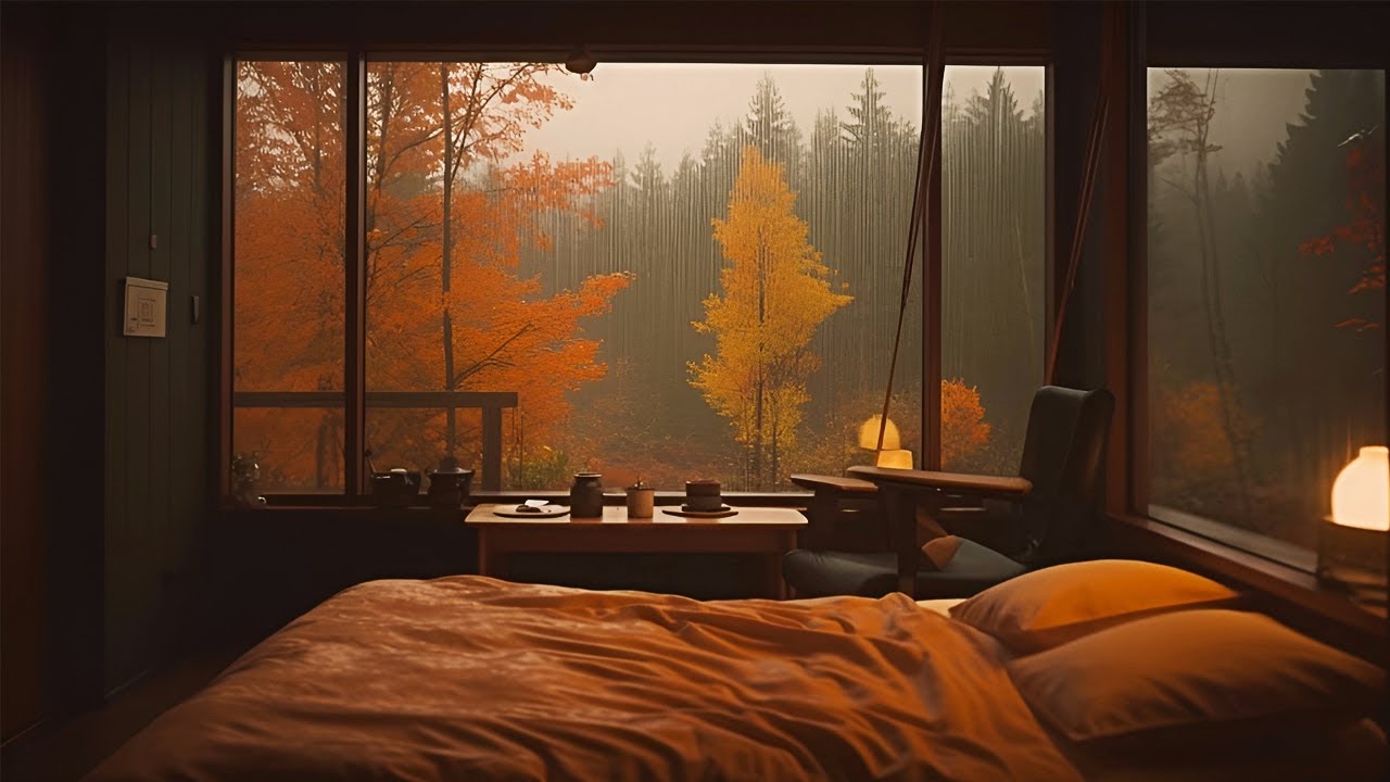 A Cozy Rainy Autumn Evening In Your Forest View Bedroom🍂 Fall Autumn ...