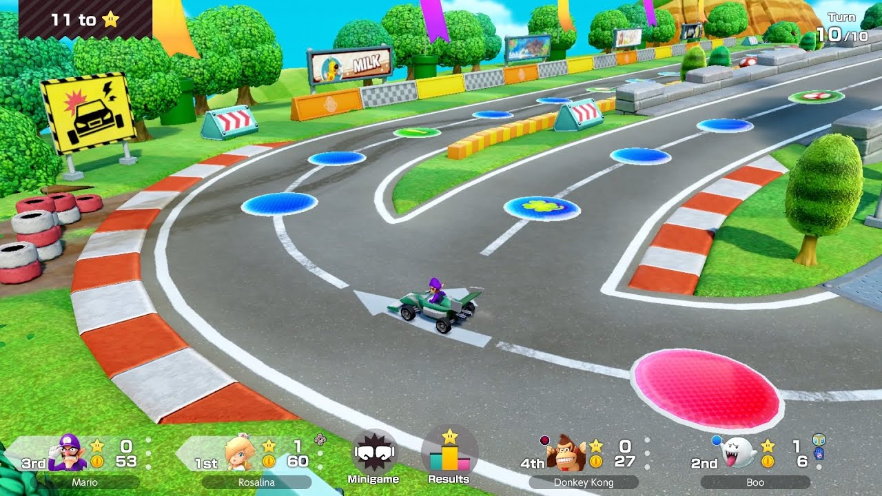 Super Mario Party Jamboree #65 Roll 'em Raceway Waluigi vs Donkey Kong ...