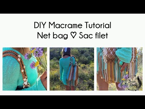 DIY Easy macrame NET BAG tutorial EN-FR tuto facile SAC FILET en macrame | n#12 - YouTube