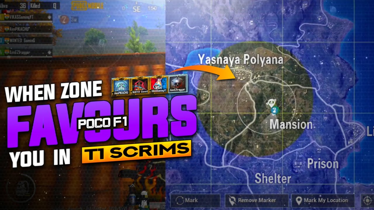 🇮🇳 When Zone Favours You in T1 Scrims | Poco F1 | PUBG Mobile | Team ...