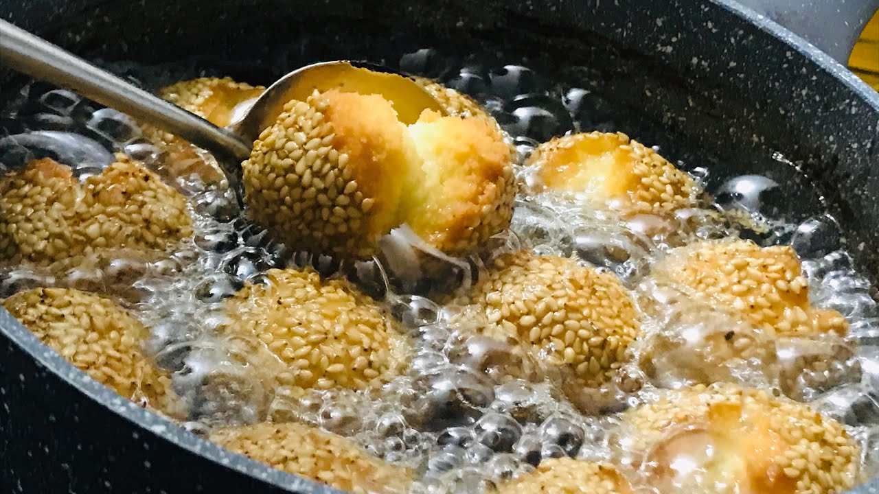 Fried Sesame Balls(開口笑正確做法) Traditional Chinese New Year's Dim Sum ...