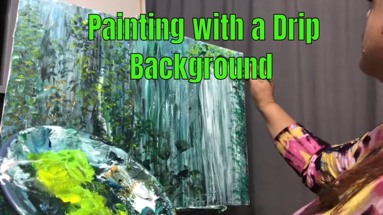 How to Paint A Simple Painting with A Drip Background - YouTube