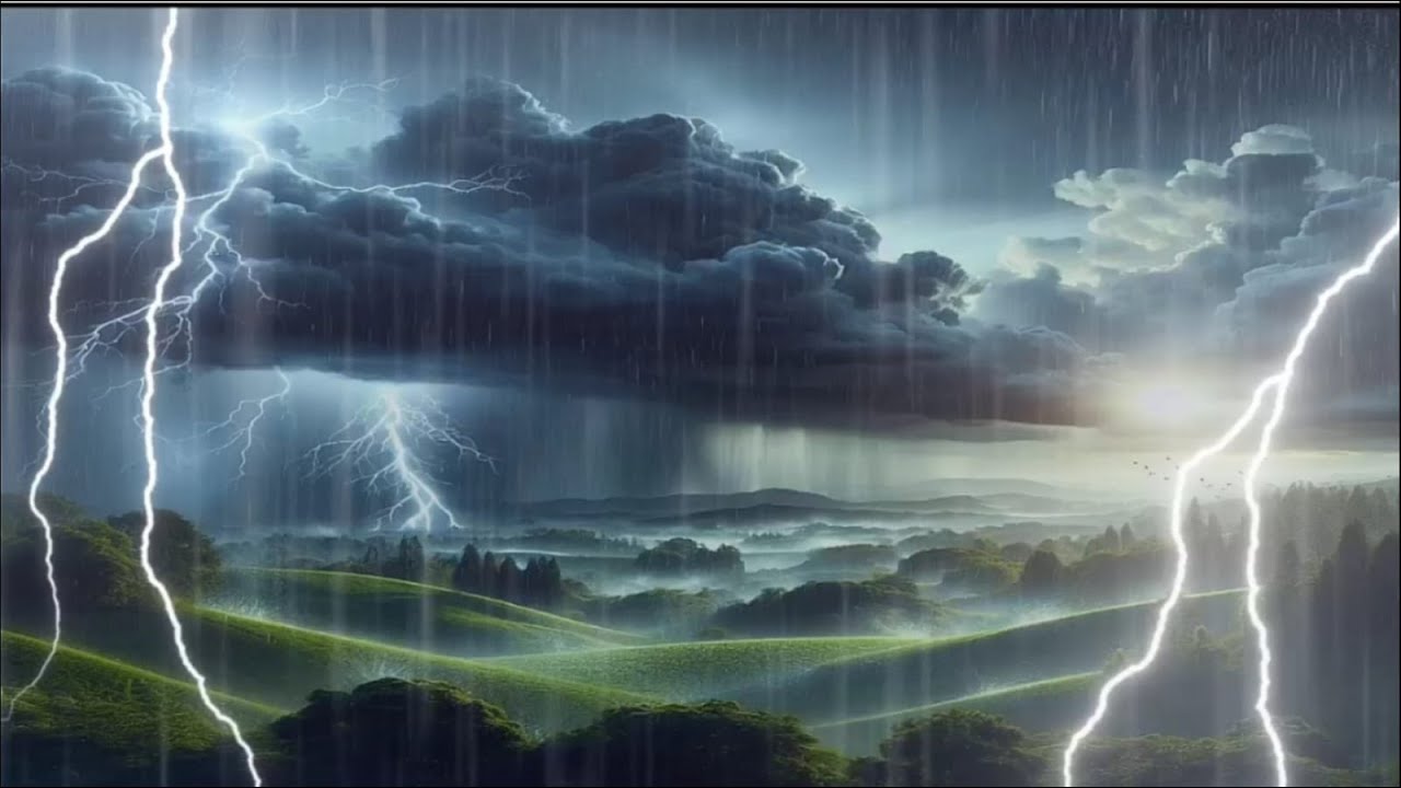 Sitting on the porch in the heavy rain - Natural forest rain sound ...