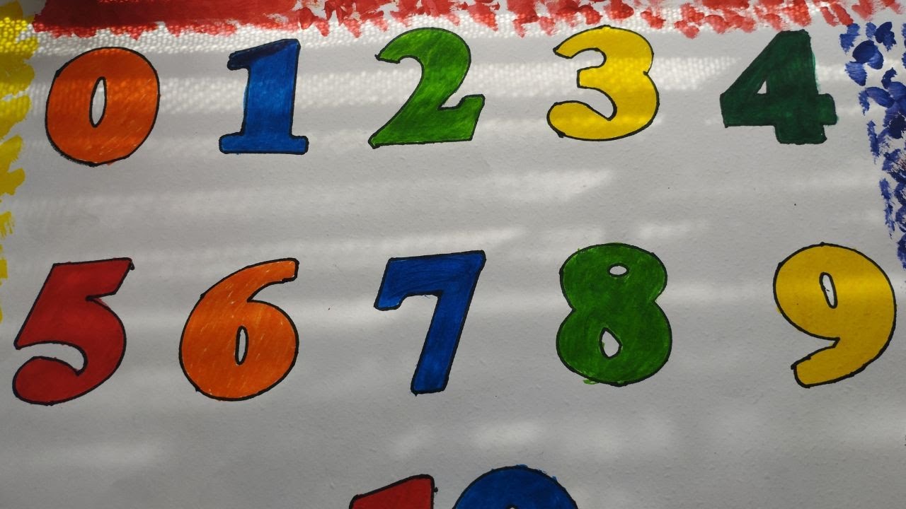 1 to 10 numbers drawing, coloring numbers, 123 numbers, 12345, painting ...