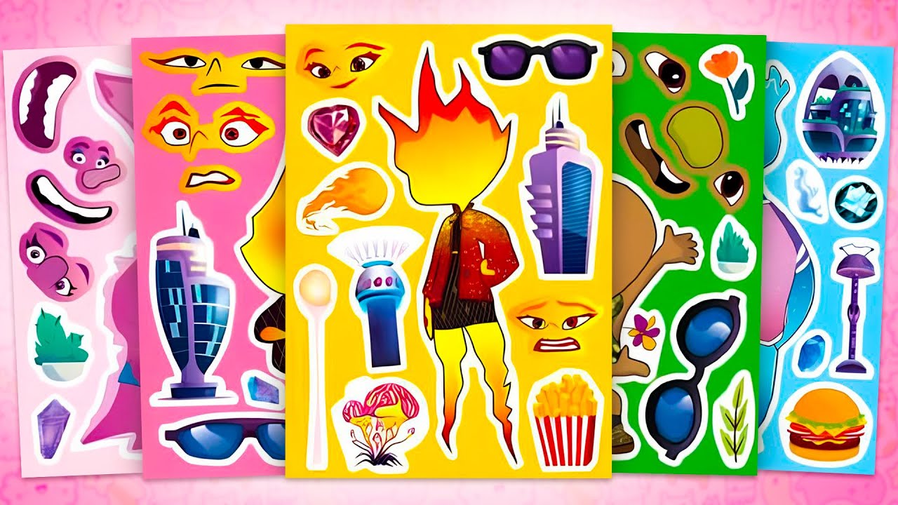 ELEMENTAL STICKER BOOK MAKEOVER | EMBER, WADE, CLOD, CINDER FUN STICKER ...