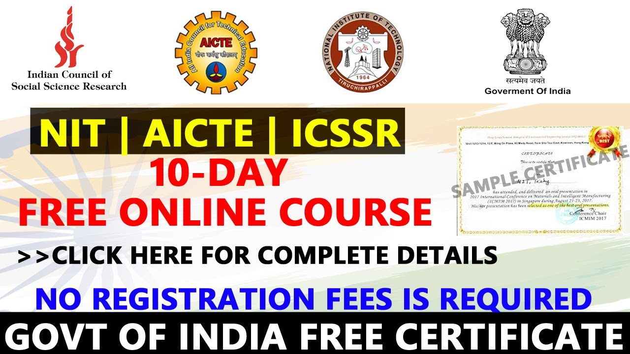 NIT Online Short Term Course | AICTE Free Certificate | Indian Council ...