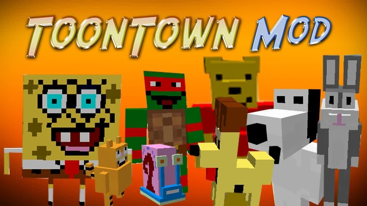 Minecraft Mod: SPONGEBOB, NINJA TURTLES, TOM&JERRY (ToonTown Mod) - YouTube