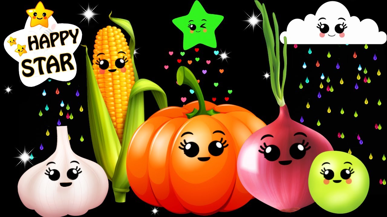 Rainy Rainbow Stars Dance Party - Stars, Moon, Clouds with Veggies fun ...