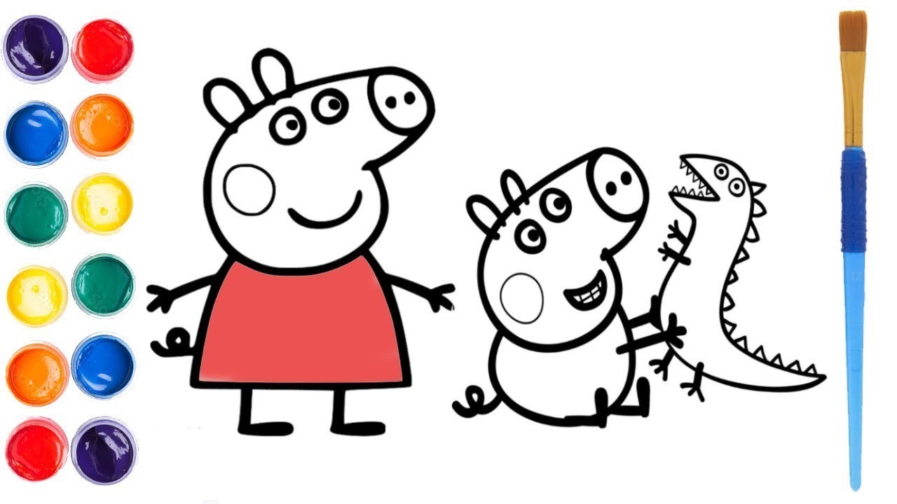 how to draw peppa pig 🐷l peppa pig drawing l colorful 💚💜 drawing l ...