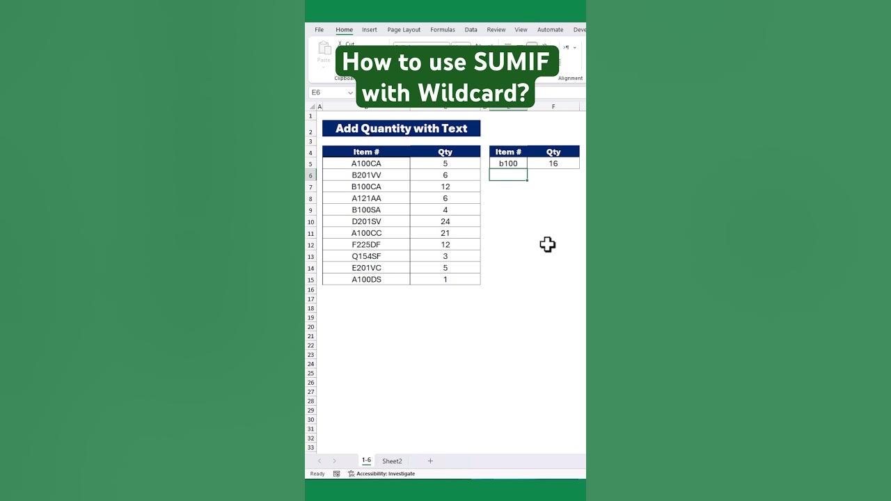 How to use wild card in SUMIF function to sum values if cell contains specific text? #excel ...