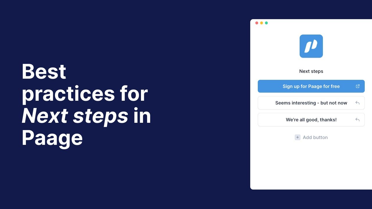 Best practices for "Next steps" section in Paage.io - YouTube