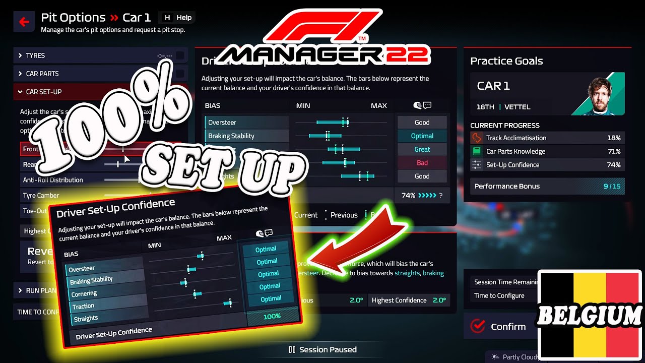 F1 Manager 2022 Aston Martin Belgium 100% set up for Vettel & Stroll ...