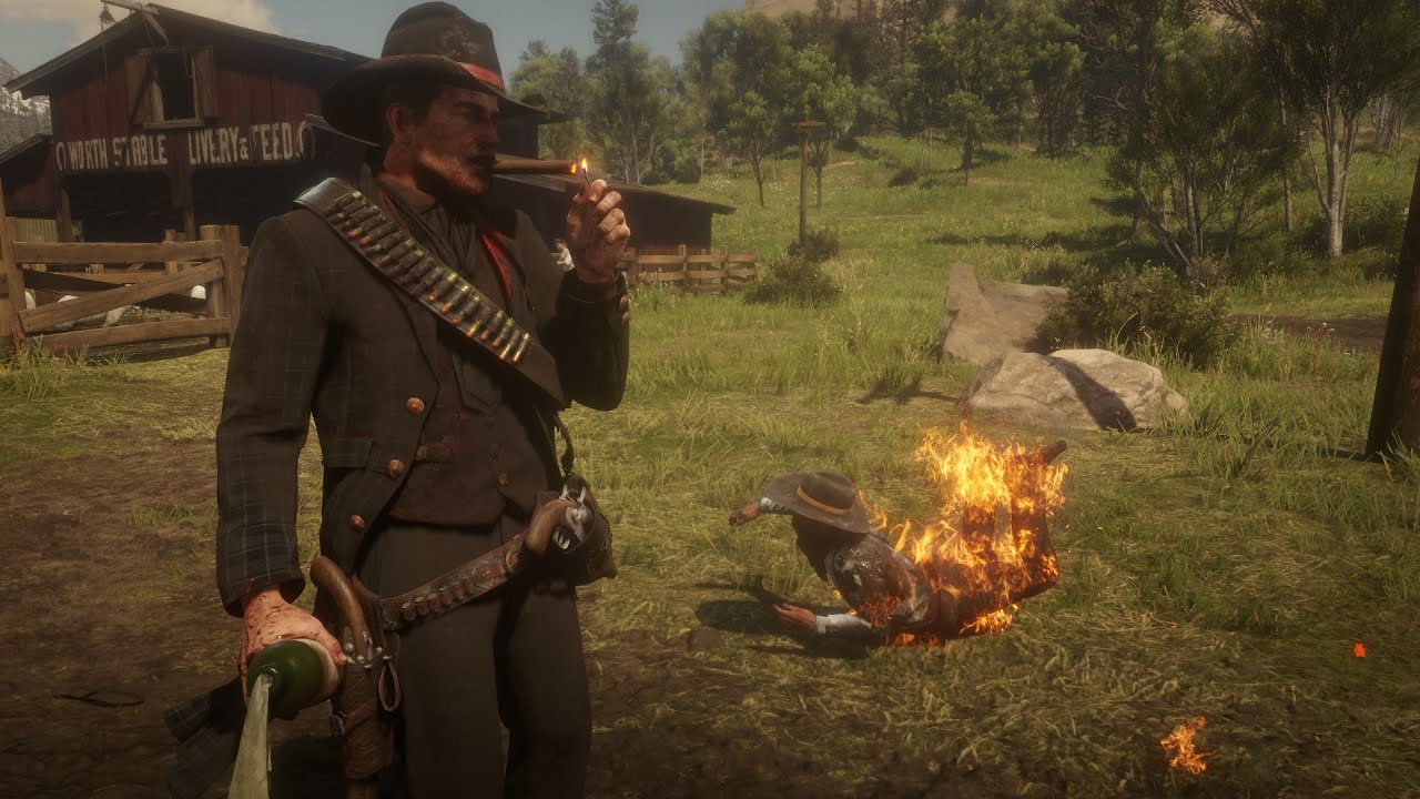 Red Dead 2 - Fire Bottles/Fire Arrows - Brutal Kills - Funny Moments ...