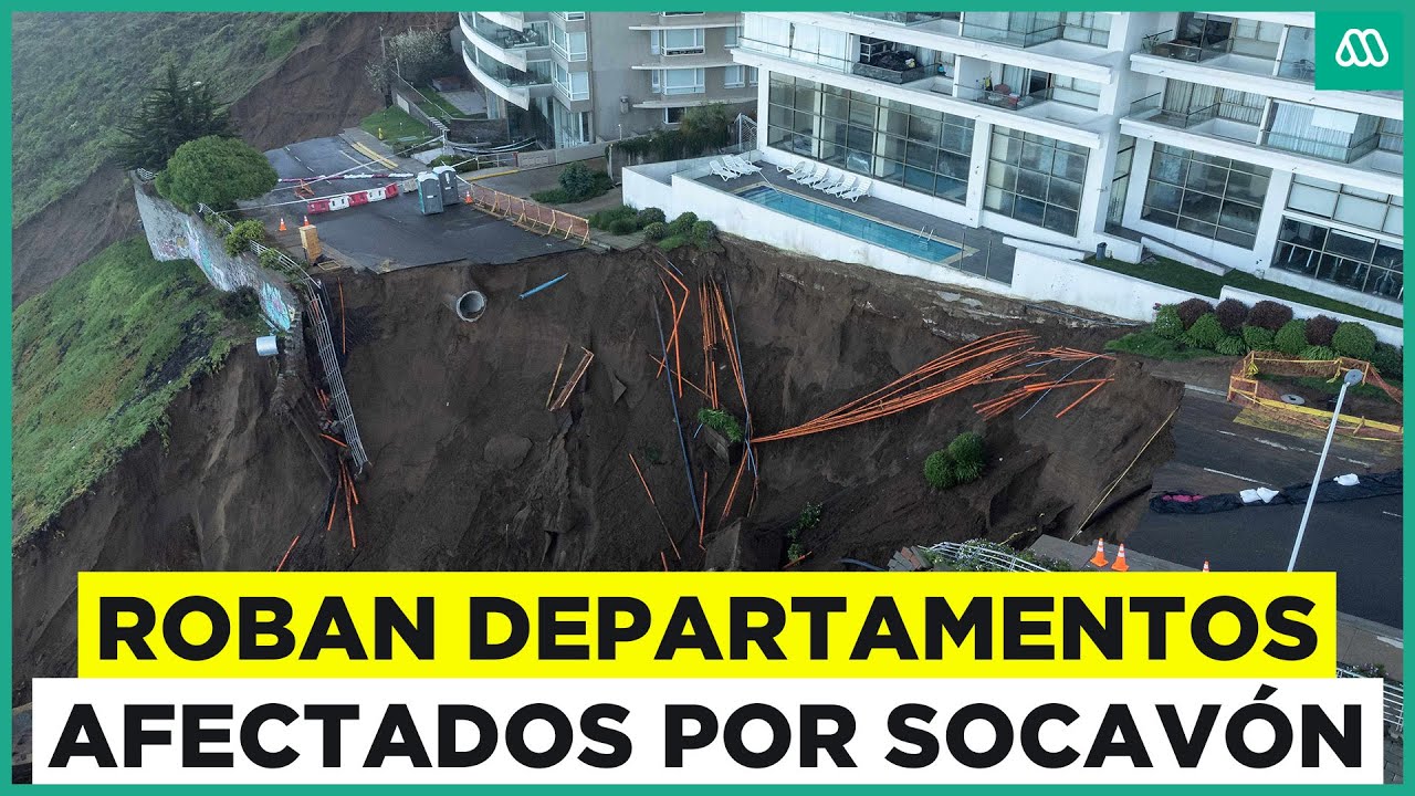 En mitad del temporal: Roban departamentos de edificio afectado por el socavón en Reñaca - YouTube