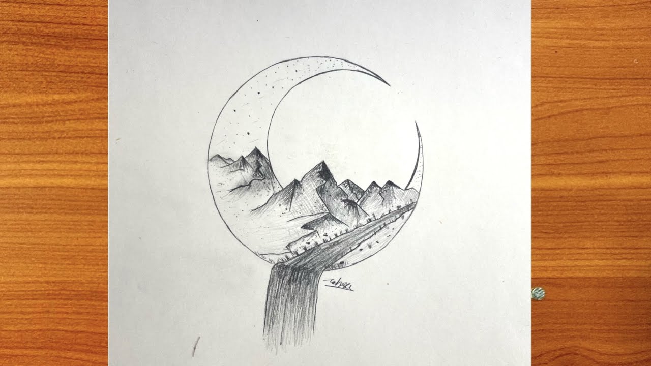 drawing scenery in circle || how to drawing in circle - YouTube