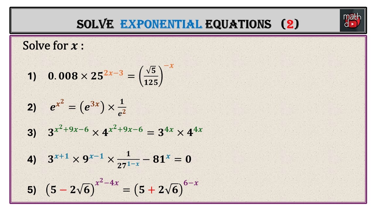 How to solve Exponential Equation (Step by Step) - Part 2 - YouTube