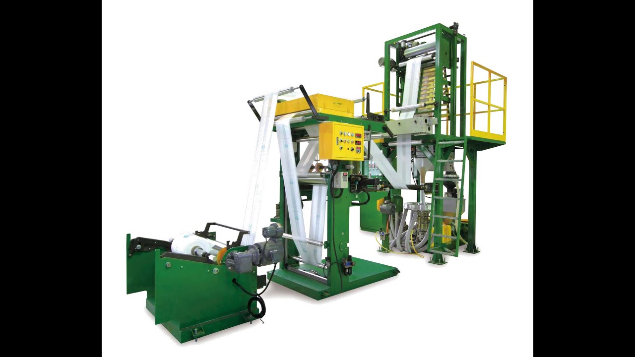 Mini Blown Film Machine in-line with 1 color Printer - YouTube