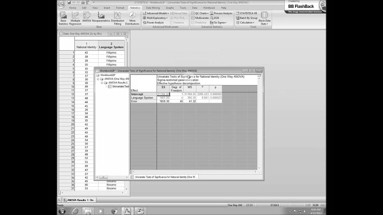 Statistica 11 Tutorial #7: One Way ANOVA - YouTube