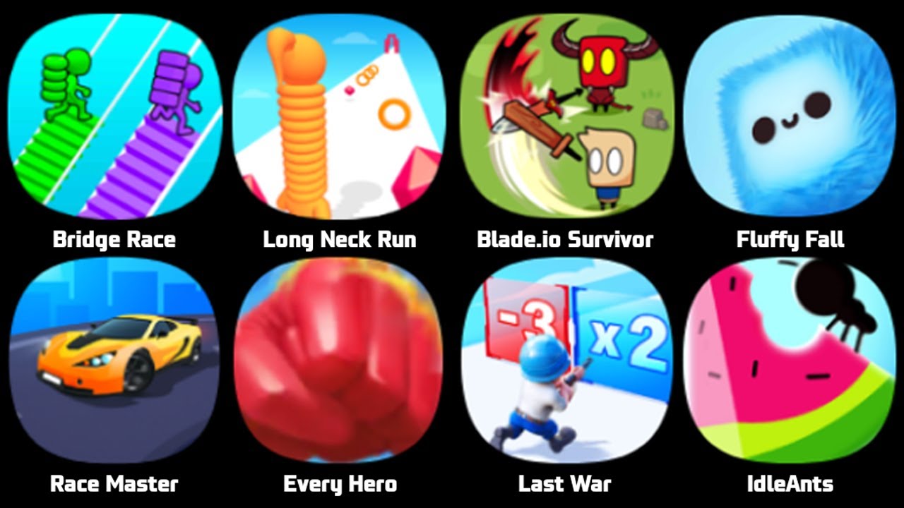 Bridge Race, Long Neck Run, Blade.io Survivor Battle, Fluffy Fall, Race ...