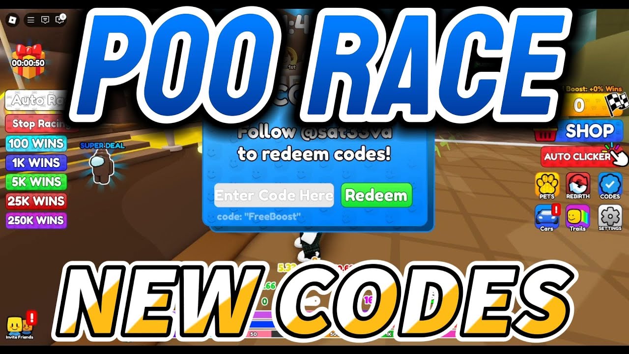 *WORKING CODES* All Poo Race Codes for October 2024 - YouTube