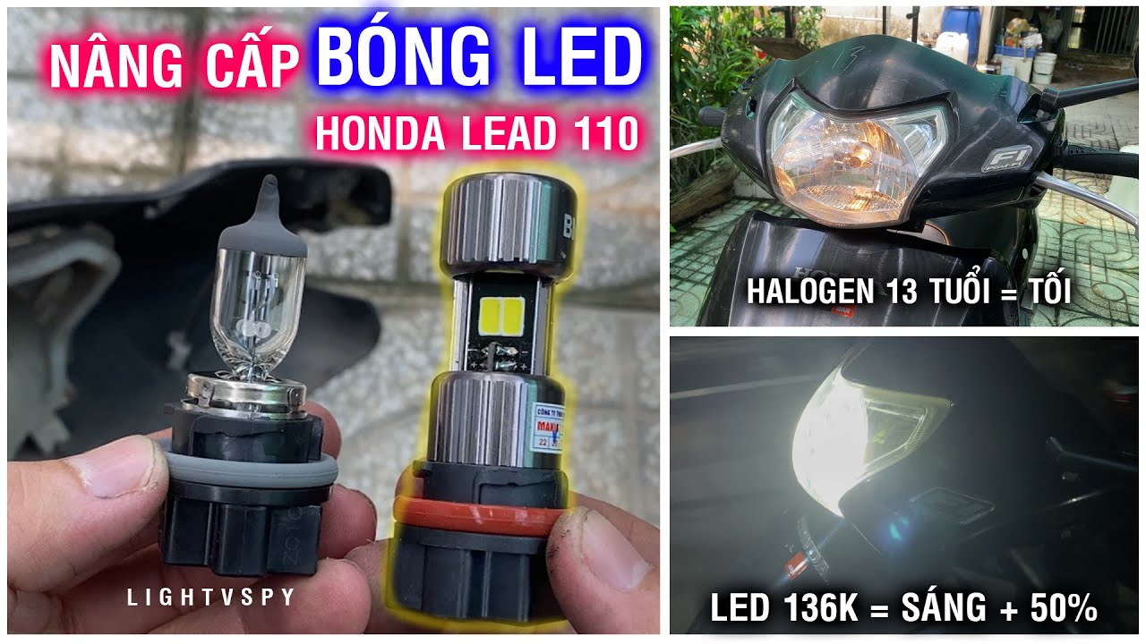 Thay bóng đèn LED cos pha cho Honda LEAD 110, giá 136k trên shopee có ...