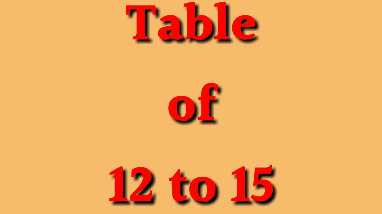 Multiplication Tables For Children | Table 12 to 15 multiplication For ...