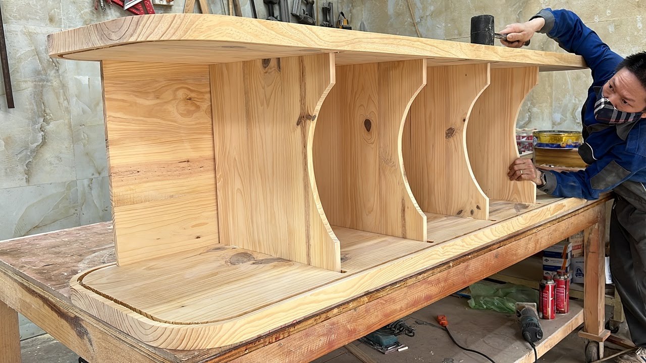 Tips Wood Bending | TV Cabinet design | Ingenious Skills Curved Woodworking Craft Worker - YouTube