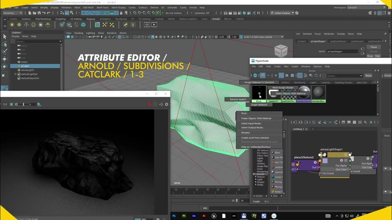 TEMEL MAYA 04 SHADER HAZIRLAMA Arnold - YouTube