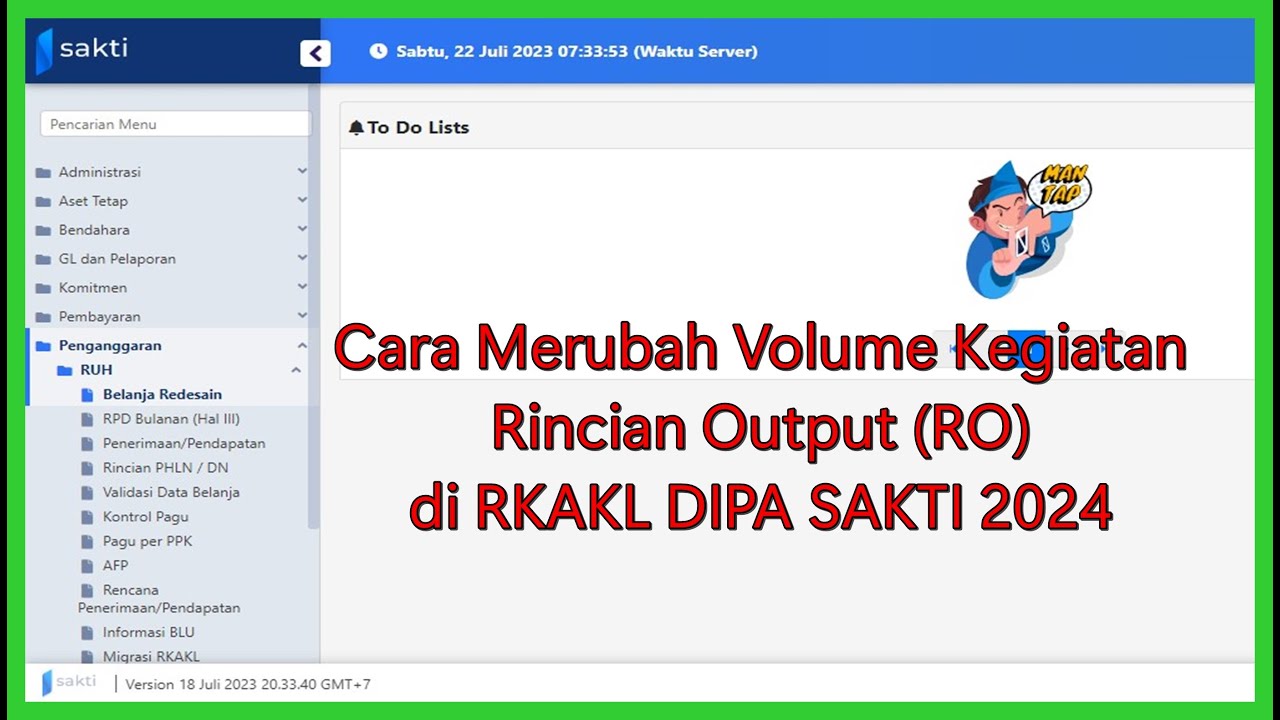 Cara Merubah Volume Kegiatan Rincian Output (RO) di RKAKL DIPA SAKTI 2024 - YouTube