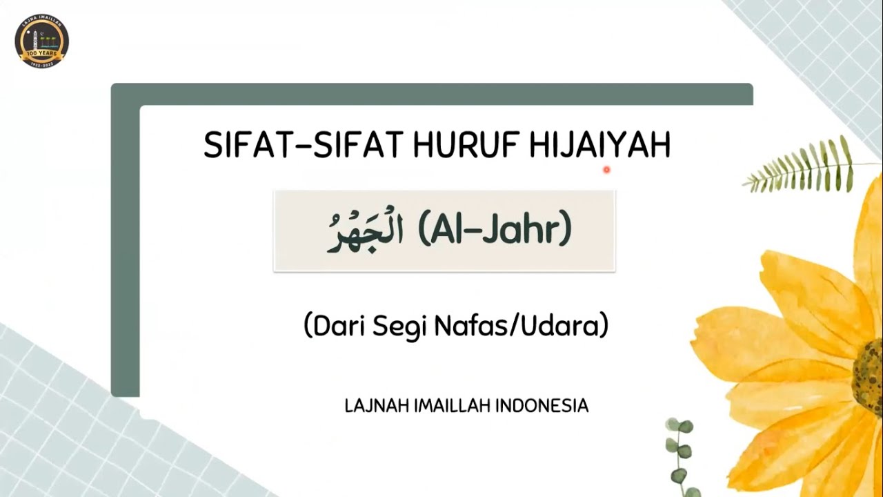 PCGM Pekan 3: Sifat-sifat Huruf Hijaiyah (Al-Jahr) - YouTube
