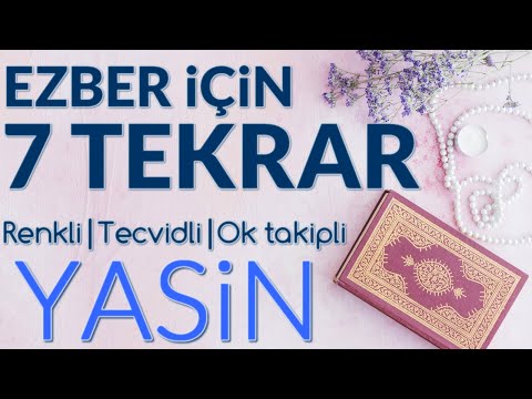 Yasin Suresi | Ezber İçin 7 Tekrar | Renkli tecvid takipli, okunaklı | Mahmud Halil el Husari