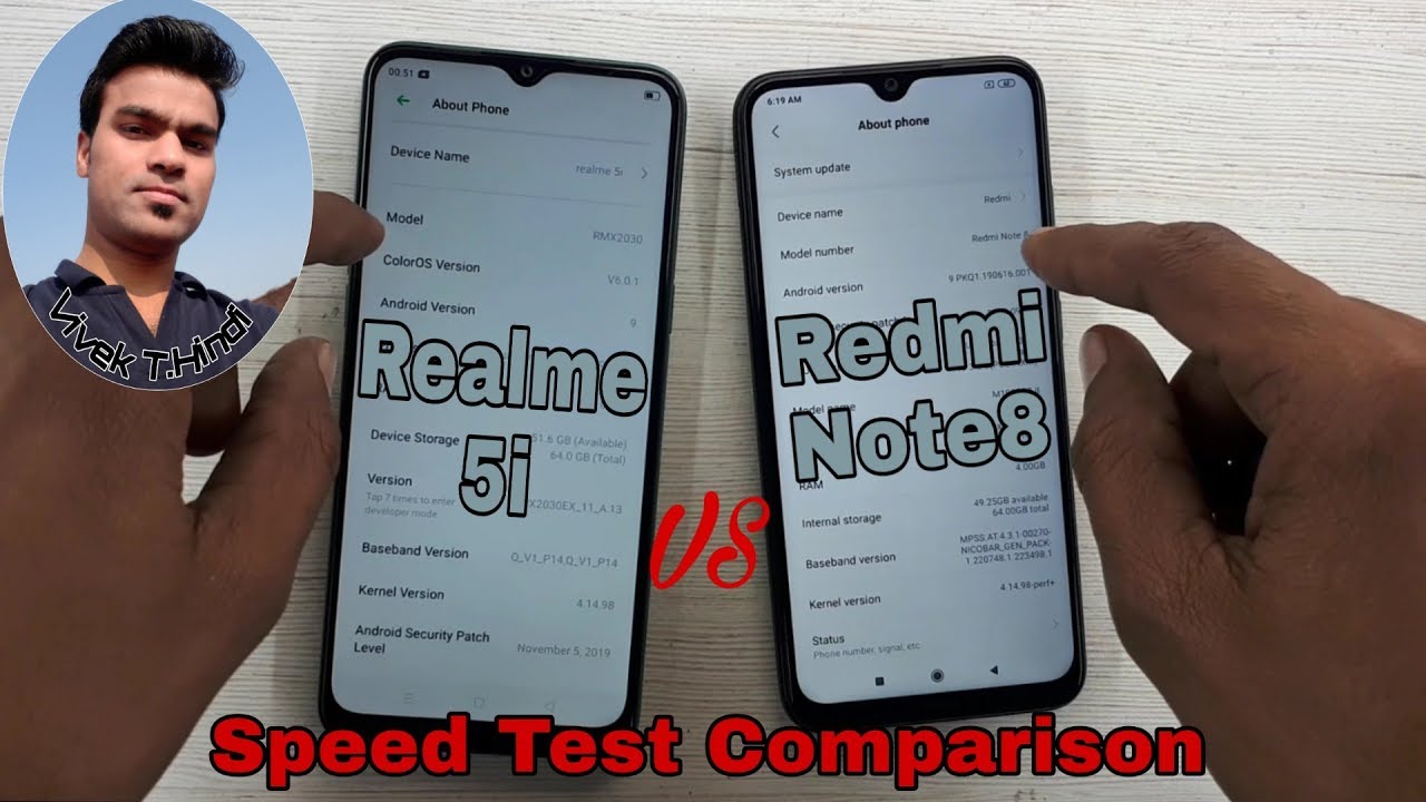 Realme 5i vs Redmi Note 8 Speed Test Comparison - YouTube
