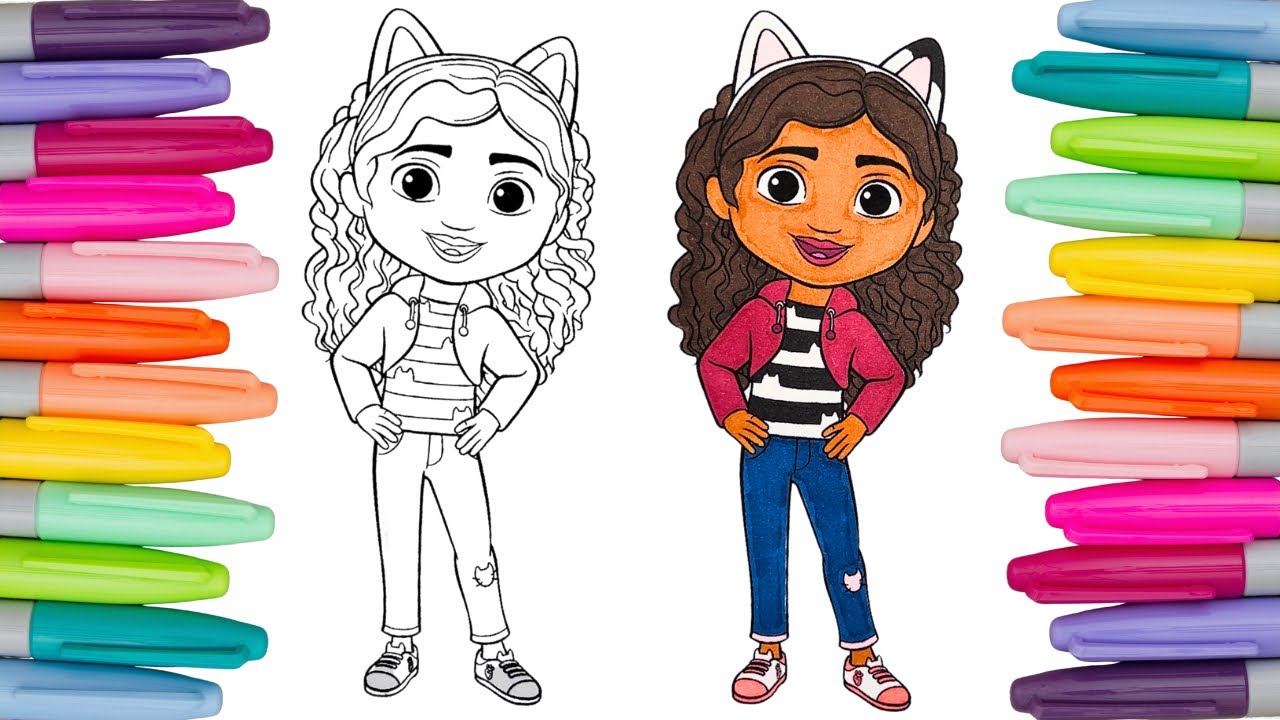 Coloring Gabby's Dollhouse's Gabby | Watch Me Color | Fun Kids Coloring ...