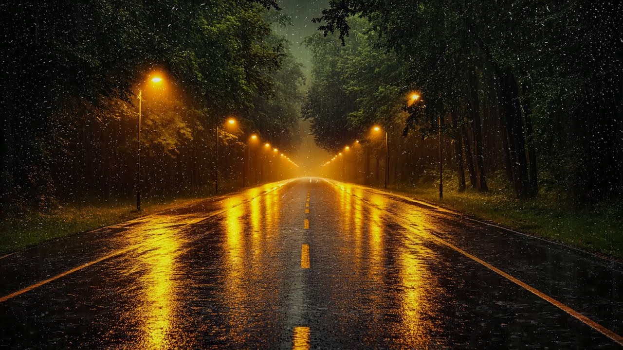 HEAVY RAIN at Night on Road. Sleep Instantly to Heavy Rain Sounds all ...