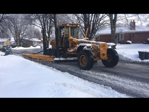Snow Removal with Champion 730A grader - YouTube