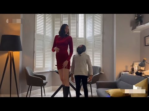 Tall Girl in Heels Height Comparison First Date Shory Dwarf Guy!