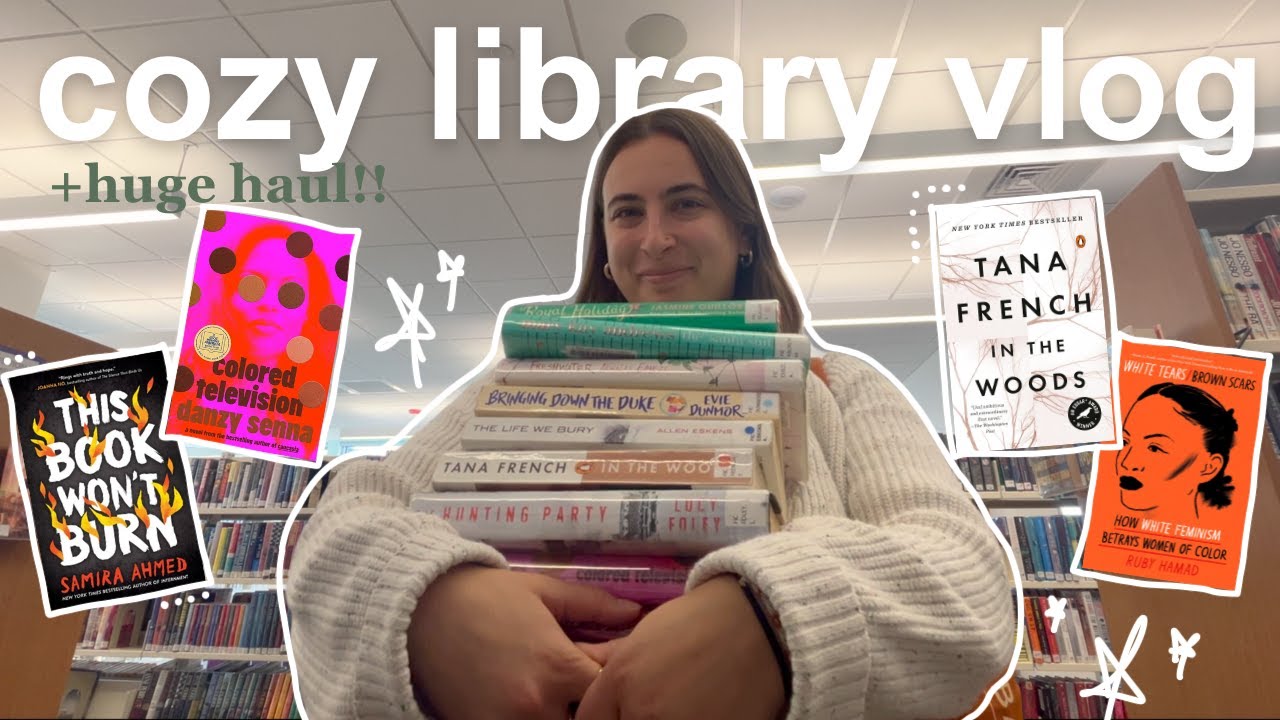 cozy library vlog + HUGE book haul 📚 - YouTube