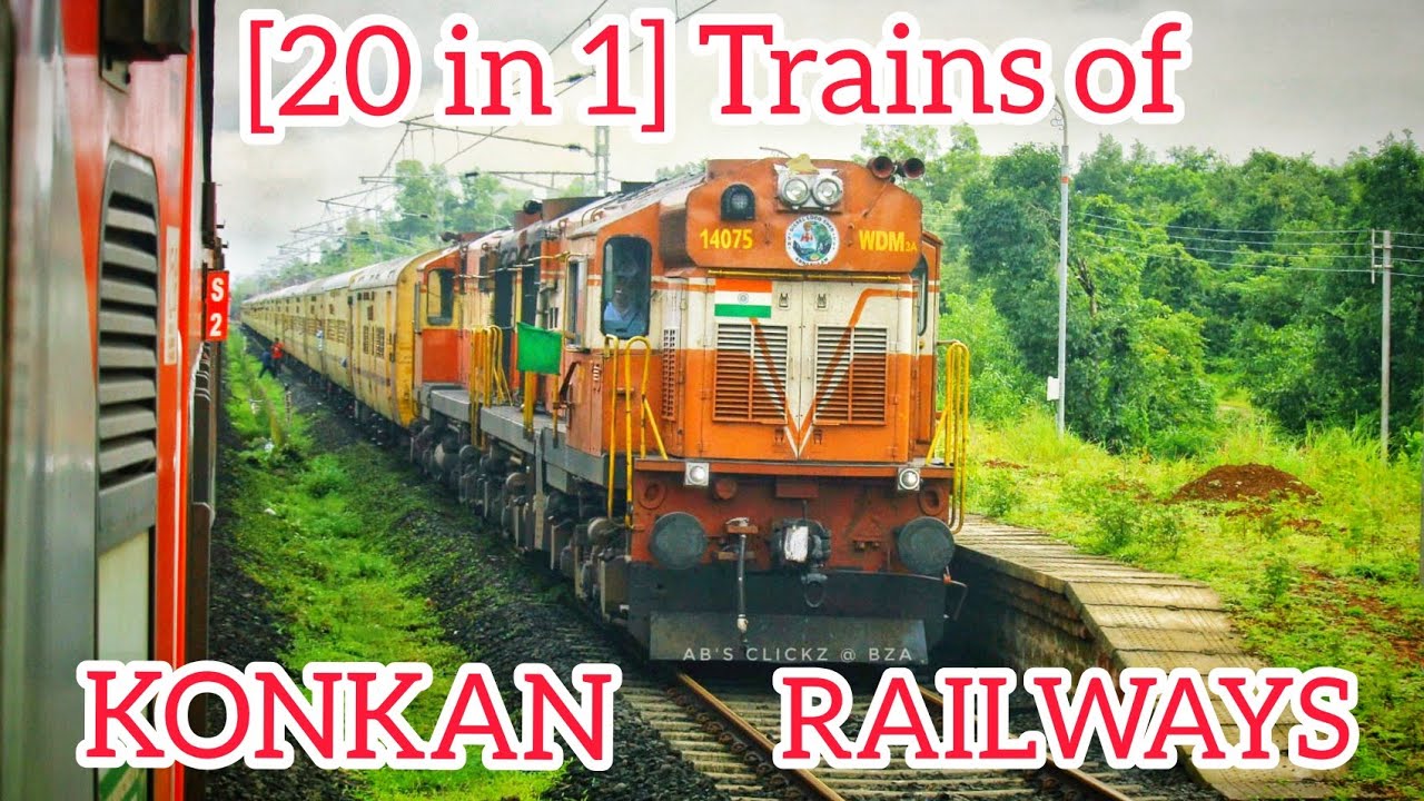 [20 in 1] TRAINS OF KONKAN RAILWAYS SINGLE LINE SECTION CROSSINGS ...