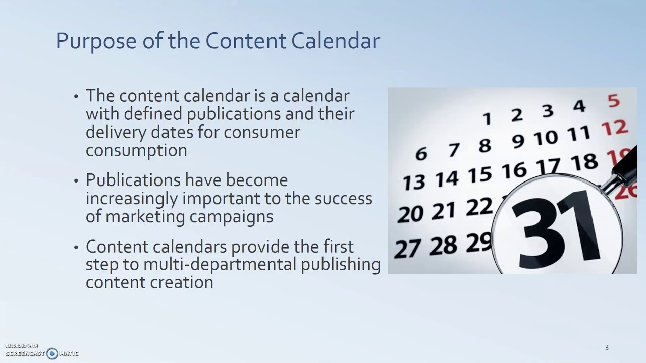 Content Calendar Proposal - YouTube